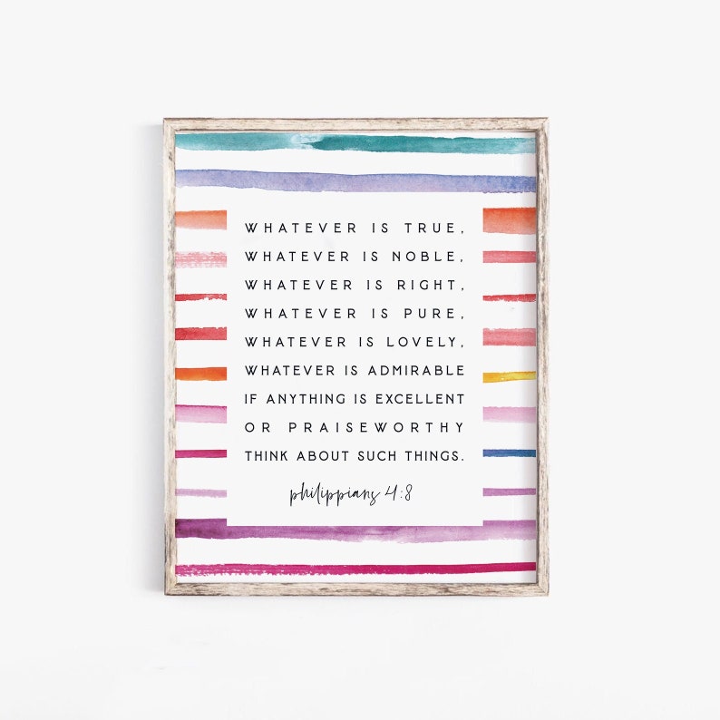 Philippians 4 8 Whatever is True Noble Lovely Sign Bible Verse - Etsy