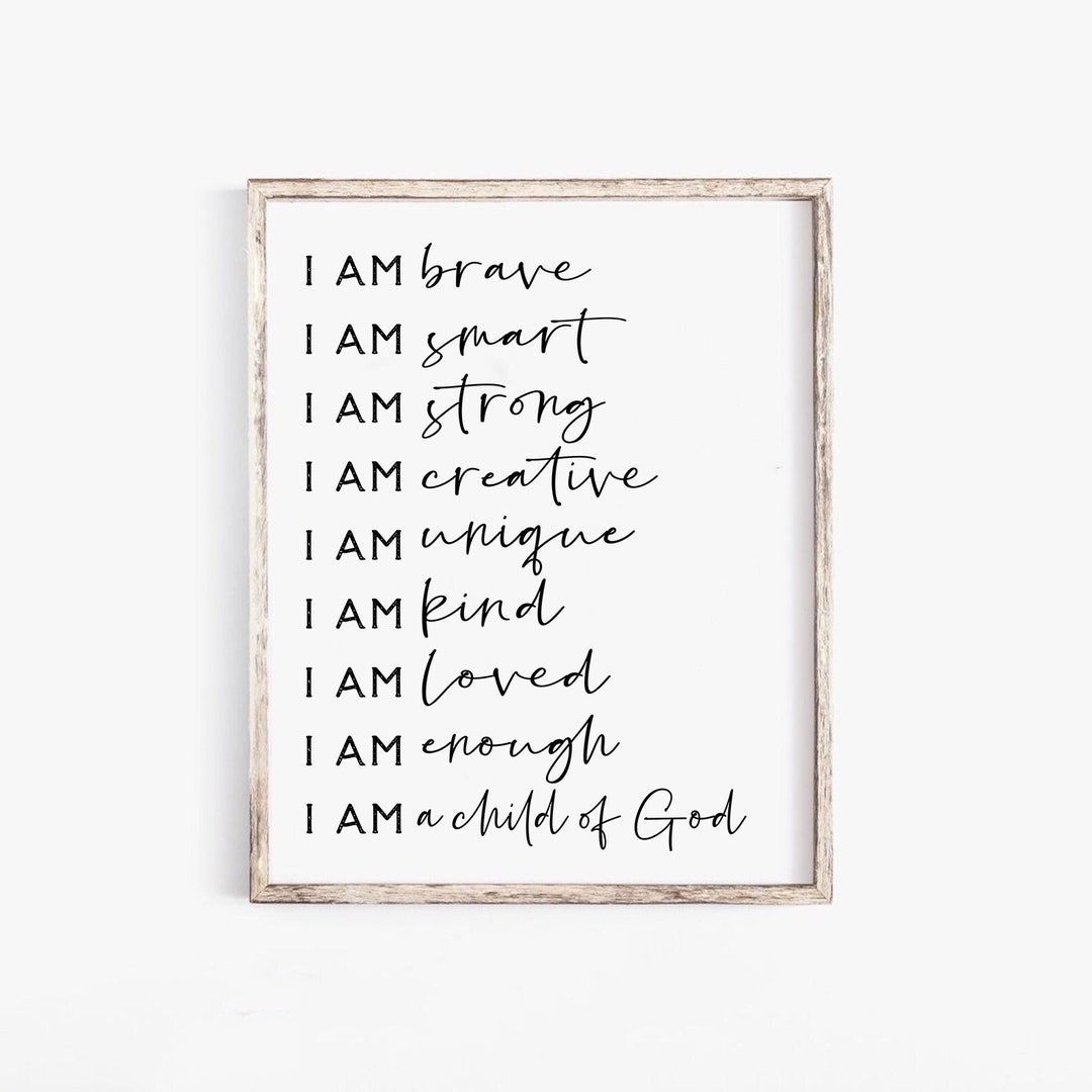I Am Brave, I Am a Child of God Kids Positive Affirmation Print Love ...