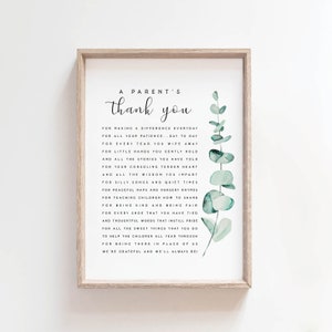 A Parents Thank You Printable Nursery Teachers Teaching Teacher's Day ...
