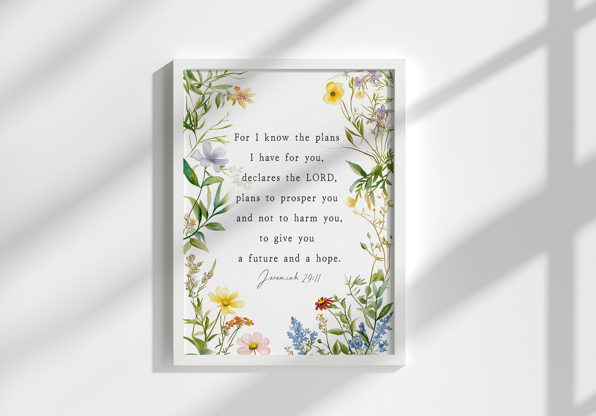 For I Know the Plans I Have for You Jeremiah 29:11 Bible Verse Wall Art ...