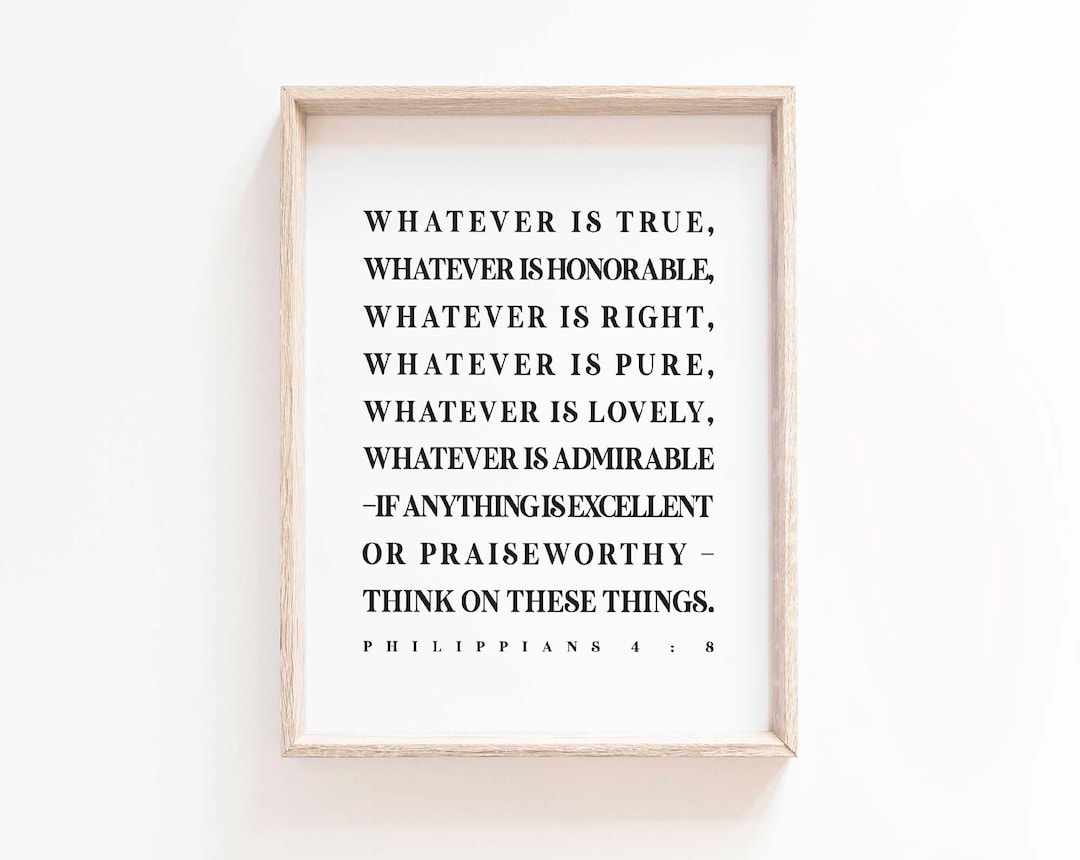 Philippians 4:8 Whatever is True Sign Bible Verse Wall Art Baptism Gift ...