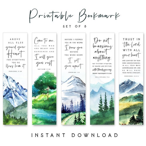 Printable Bible Verse Bookmarks Scripture Bookmark Set - Etsy