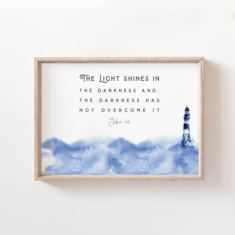 John 1:5 the Light Shines in the Darkness Bible Verse Wall Art - Etsy