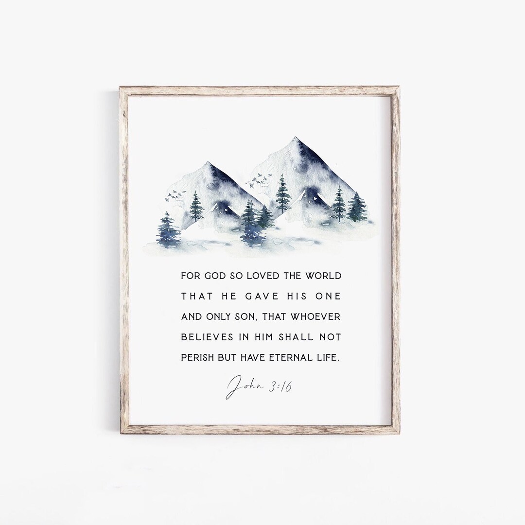 John 3:16 for God so Loved the World Bible Verse Wall Art - Etsy