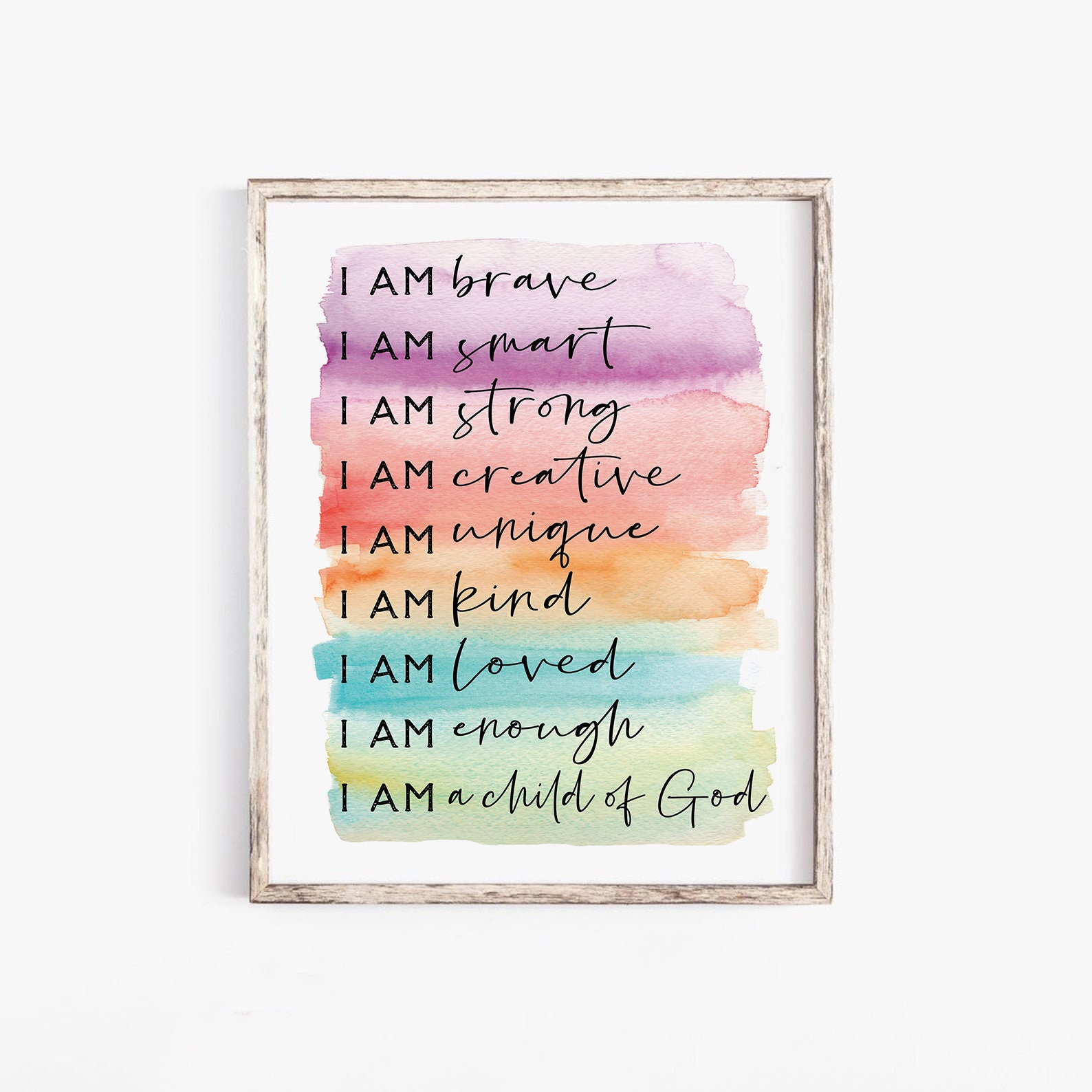 I Am Brave, I Am a Child of God Kids Positive Affirmation Print Love ...