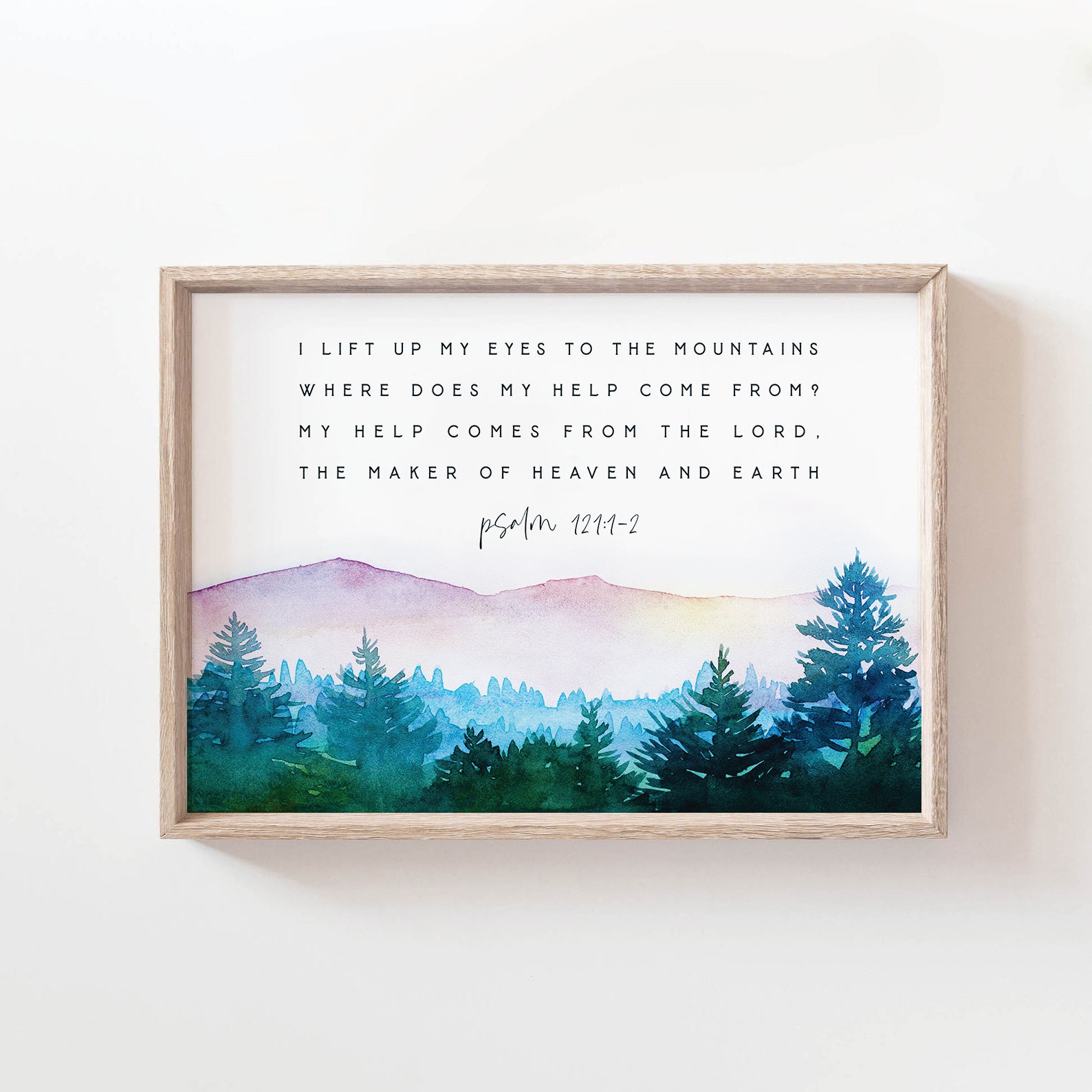 Psalm 121 Bible Verse Wall Art Print Watercolor Horizontal - Etsy
