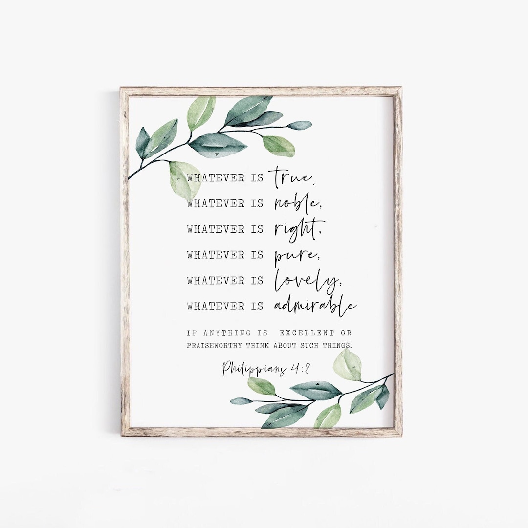 Philippians 4 8 Whatever is True Sign Bible Verse Wall Art - Etsy