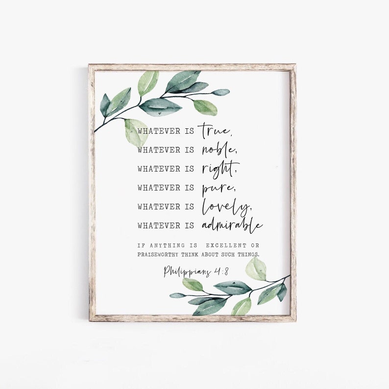 Philippians 4 8 Whatever is True Sign Bible Verse Wall Art - Etsy