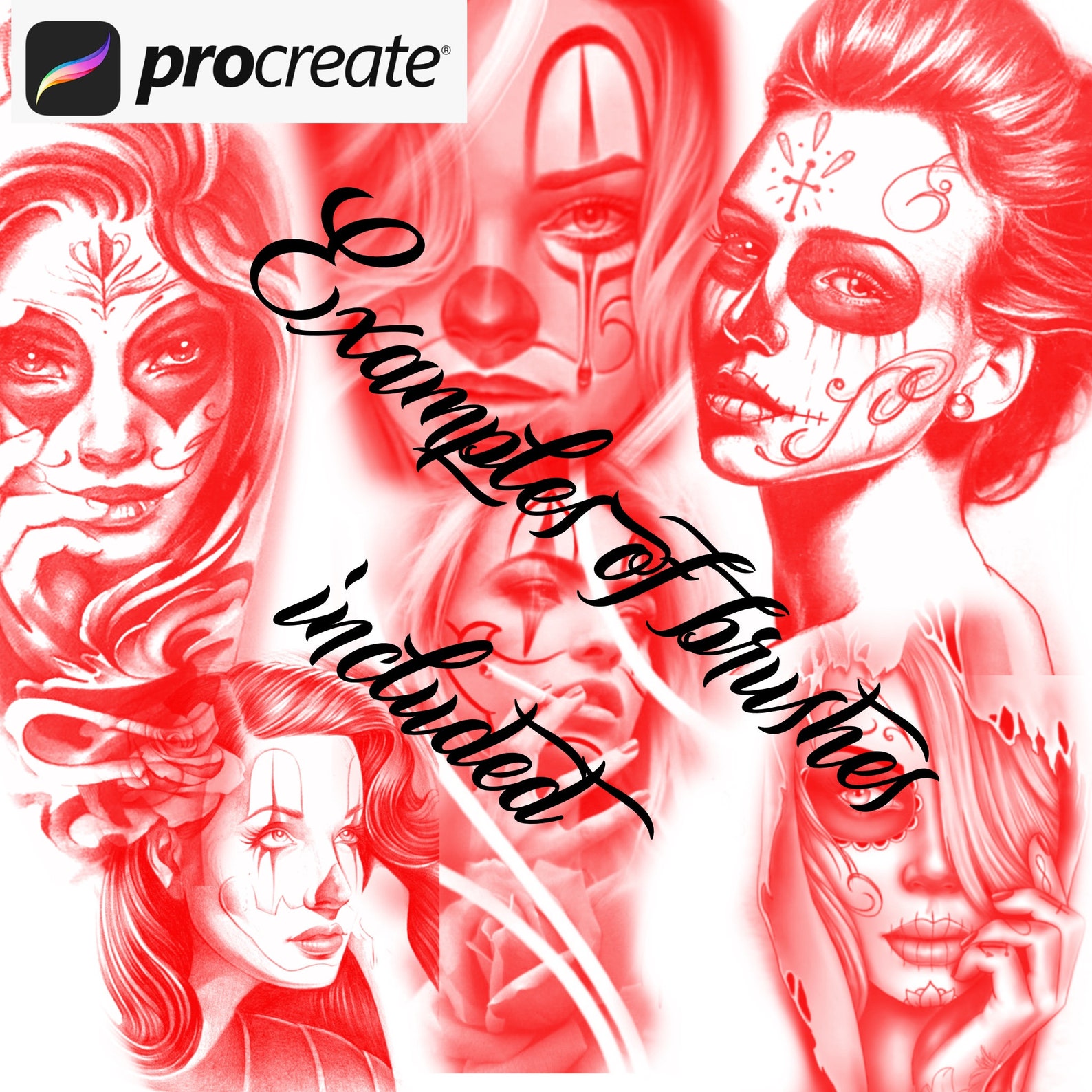 Tattoo Procreate Brushes Over 100 Chicano Girl / Day of the | Etsy