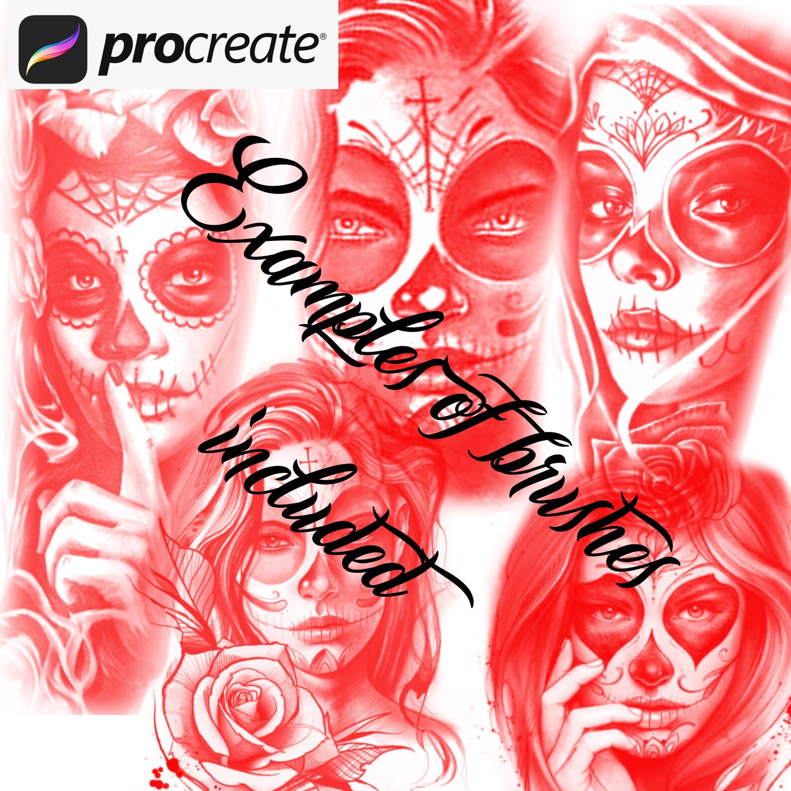 Tattoo Procreate Brushes Over 100 Chicano Girl / Day of the | Etsy