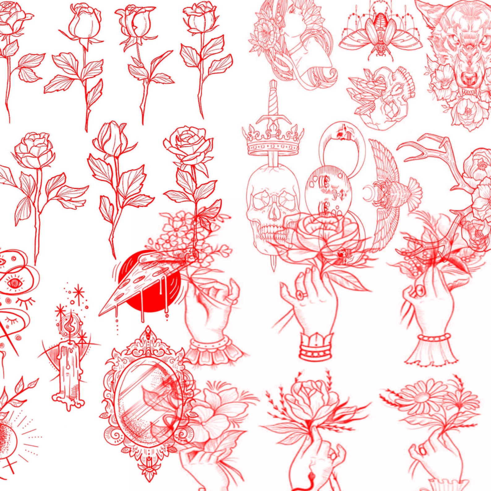 Tattoo Flash Set Procreate Brushes 125 Brush Stamps Included - Etsy