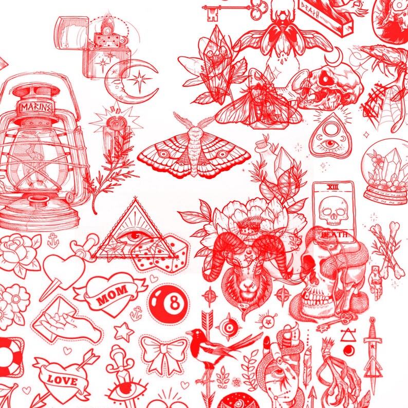 Tattoo Flash Set Procreate Brushes 125 Brush Stamps Included - Etsy