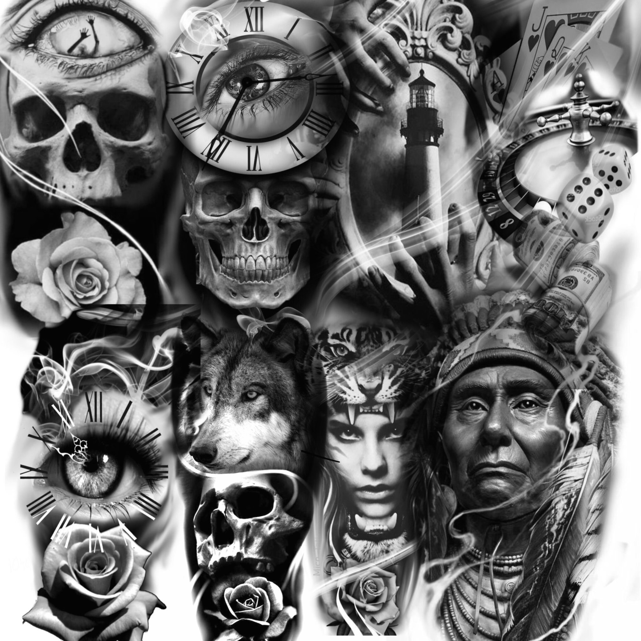 Tattoo Procreate Brush Set 40 Realistic Tattoo Designs Made - Etsy