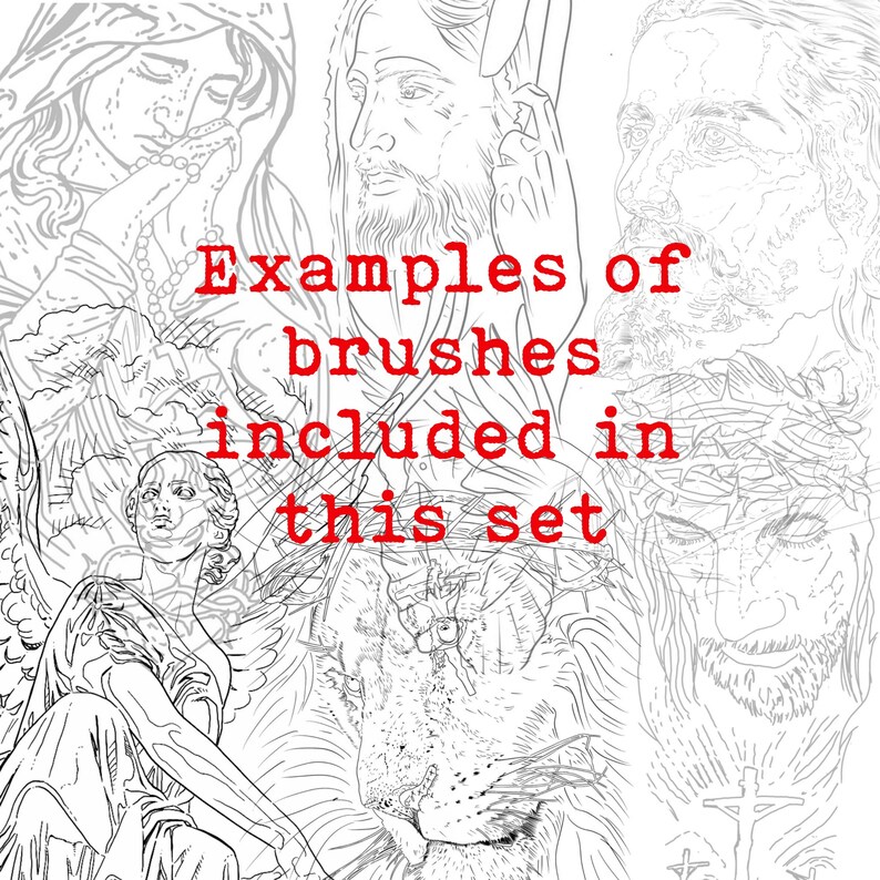 Religious Tattoo Style Procreate Brush Stamps Designs Are - Etsy