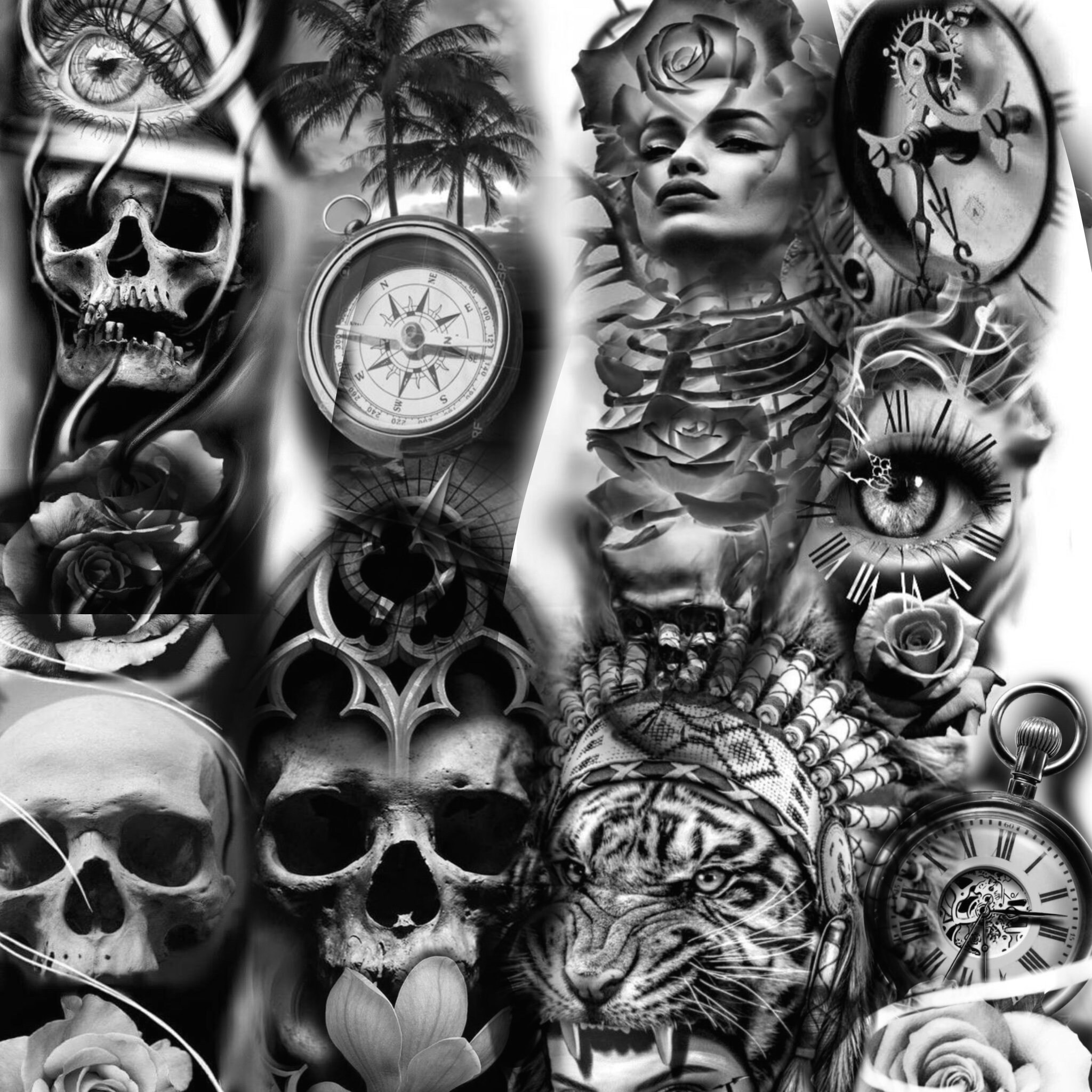 Tattoo Procreate Brush Set 40 Realistic Tattoo Designs Made - Etsy