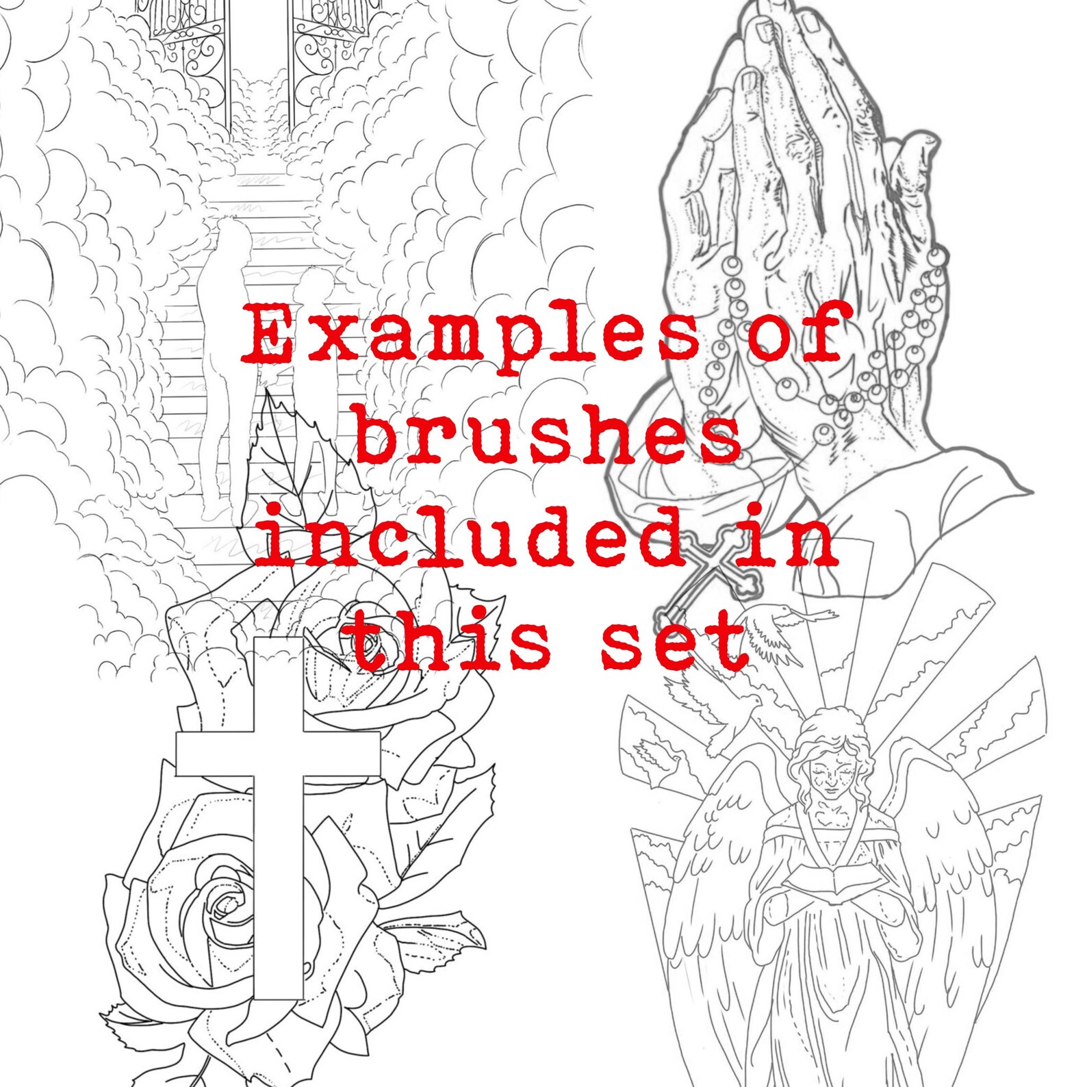 Religious Tattoo Style Procreate Brush Stamps Designs Are | Etsy