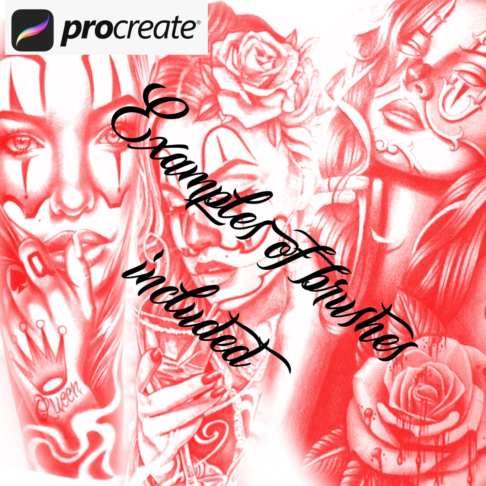 Tattoo Procreate Brushes Over 100 Chicano Girl / Day of the | Etsy