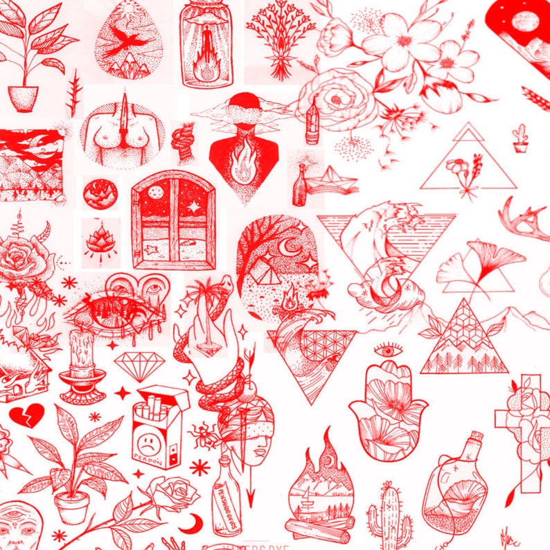 Tattoo Flash Set Procreate Brushes 125 Brush Stamps Included - Etsy