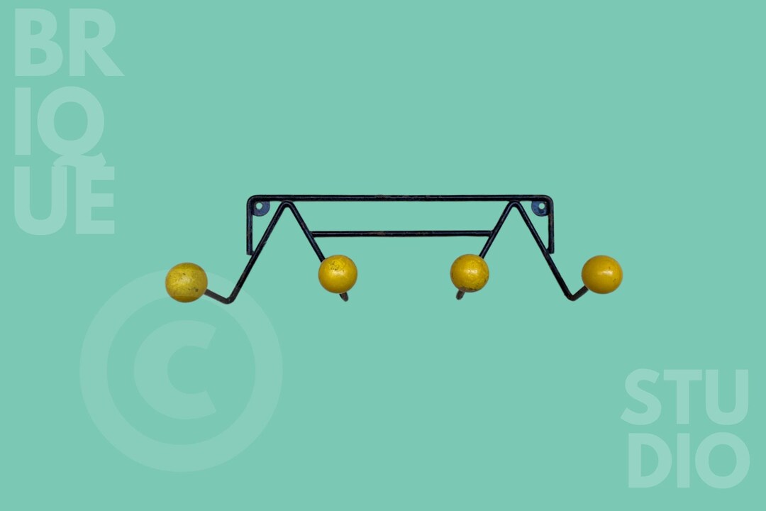 Mid-century Atomic Wall Hook | 1950s Yellow Ball Coat Rack | Vintage ...