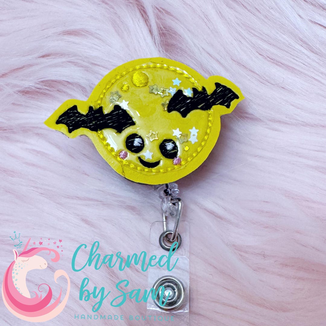 Cute Batty Moon Shaker Halloween Bats Retractable Badge Reel, Medical ...