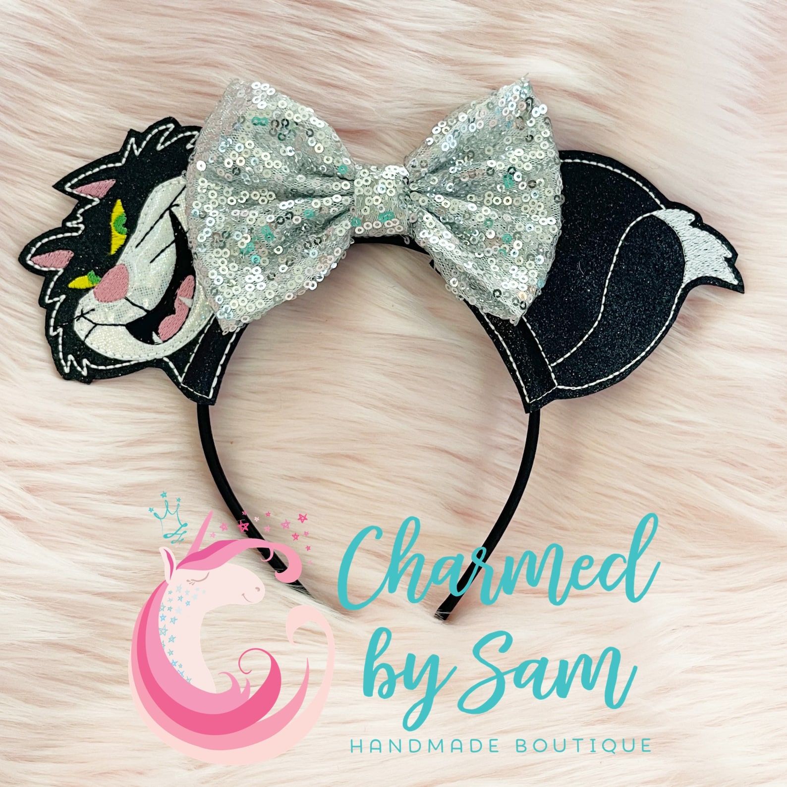 Glitter Lucifer Cat Cinderella Minnie Mickey Ears, Disney Princess ...