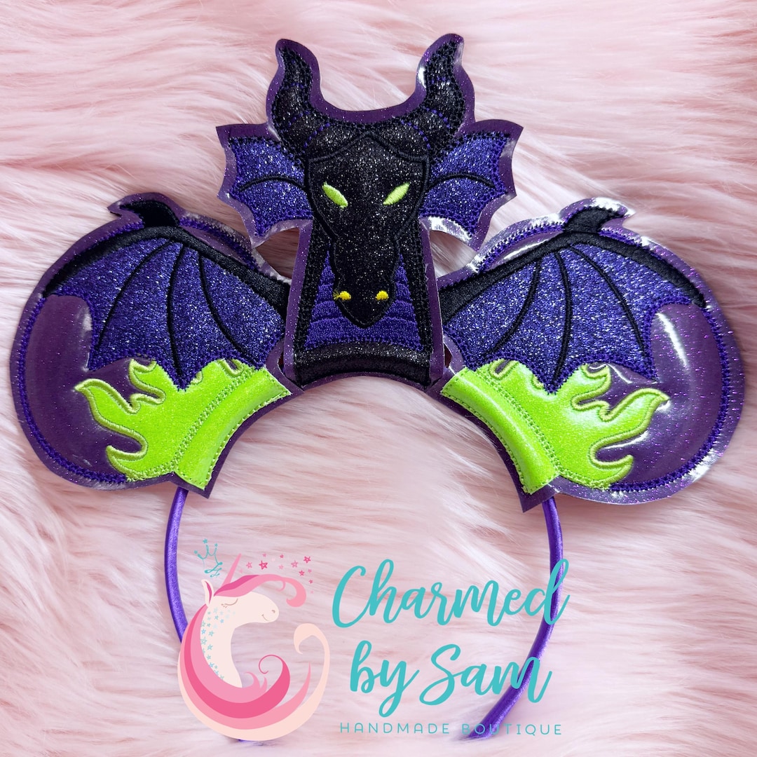 Glitter Maleficent Dragon Inspired Minnie Ears Headband, Descendants ...
