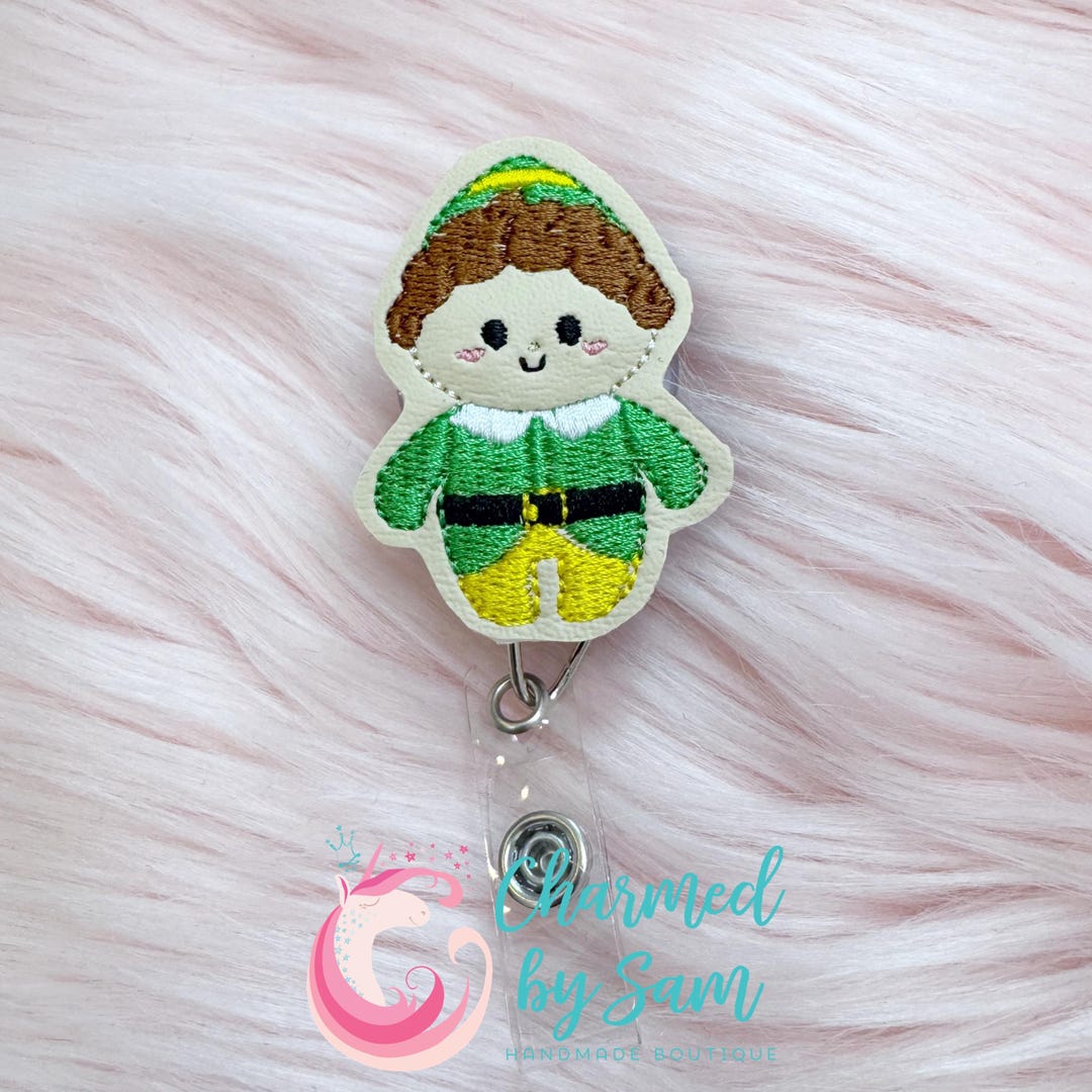 Buddy Christmas Elf Glitter Retractable Badge Reel, Nurse Badge Reel ...
