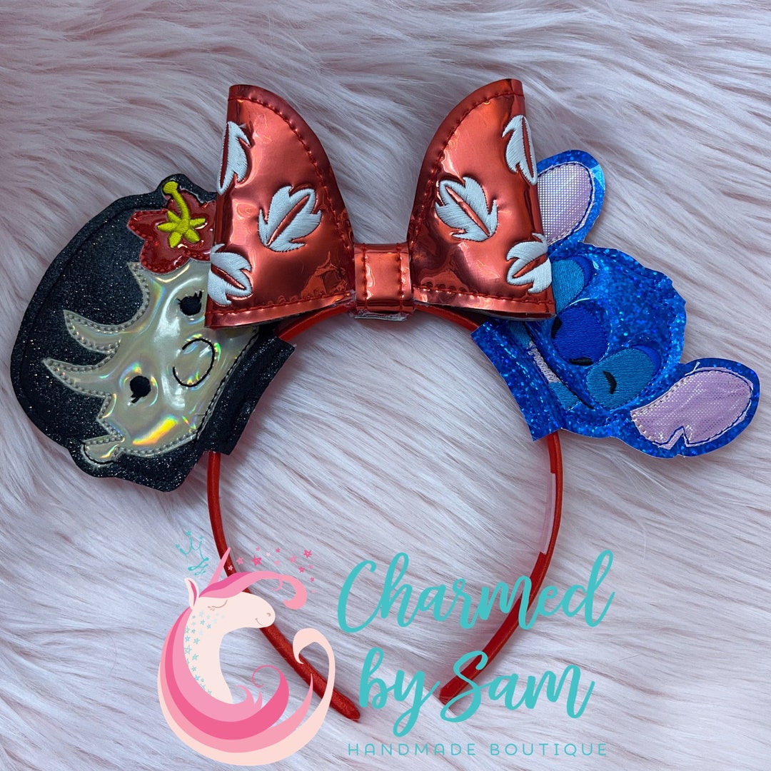 Glitter Lilo and Stitch Inspired Minnie Mickey Ears Headband ...