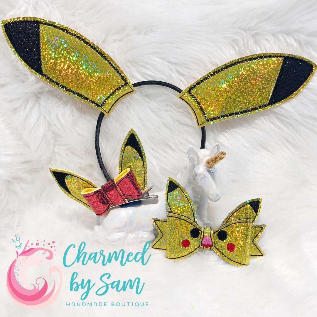 Pikachu Find Them All Game, Pika Anime Inspired Glitter Bow Headband ...