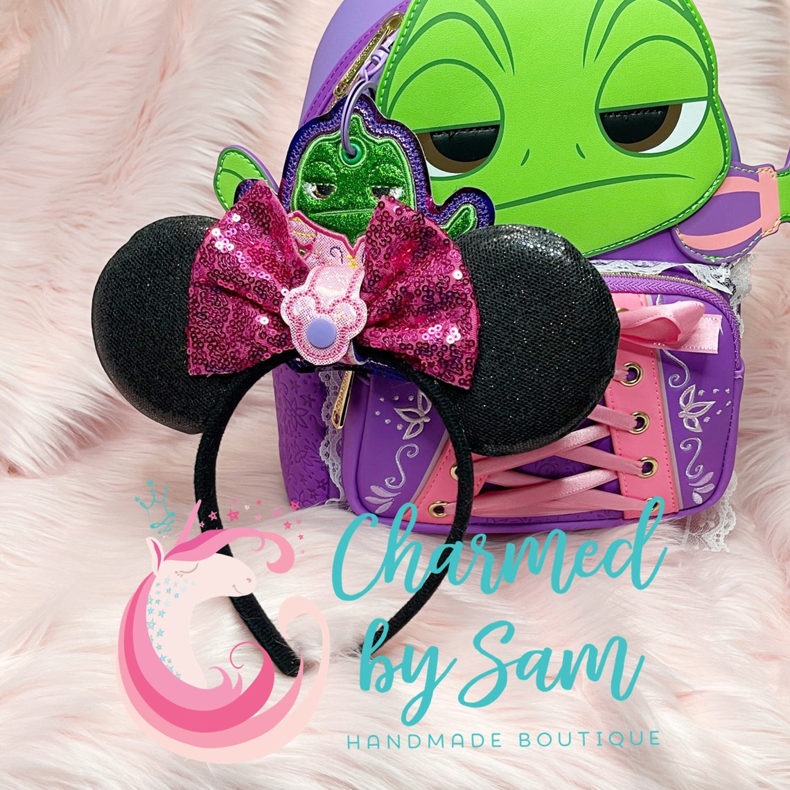 Pascal in Dress Rapunzel Tangled Inspired Minnie Mickey Ears - Etsy