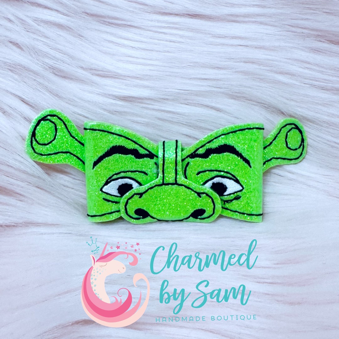 Glitter Green Ogre Bow Clip Headband, Photo Prop, Pink Princess Inspo ...