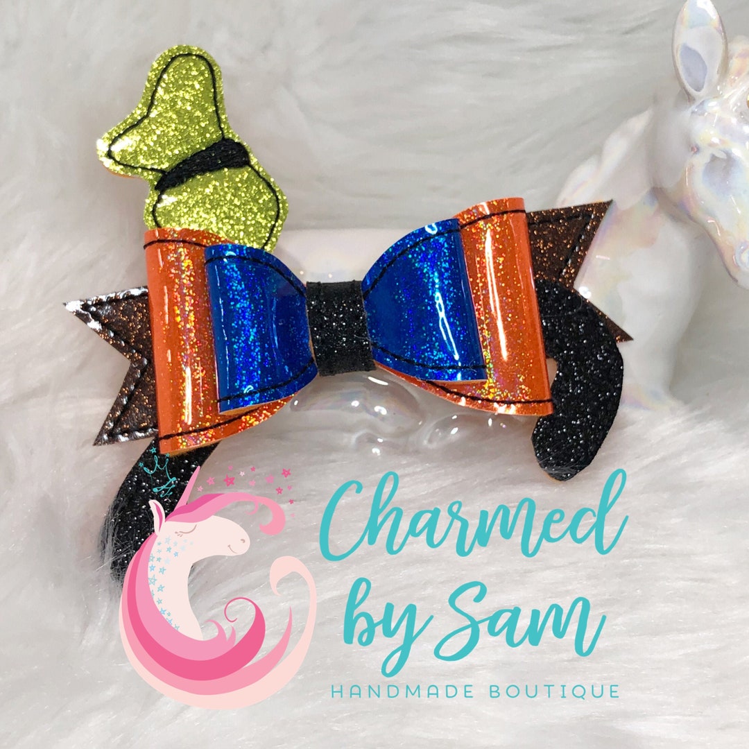 Glitter Goofy Bow, Disney Glitter Bow, Inspired Mouse Minnie Mickey ...