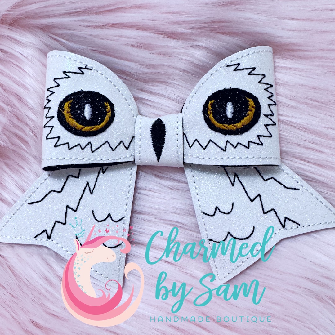 Glitter Iridescent Extra Large Magical Wizard Owl Hedwig Cheer Bow With ...
