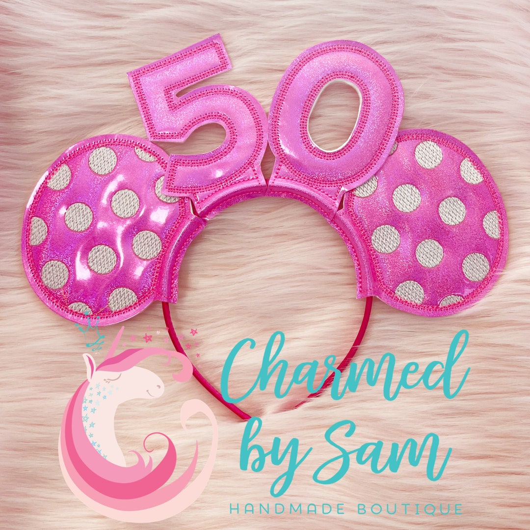 Custom Glitter Vinyl Birthday Ears, Customizable Minnie Mickey Ears ...