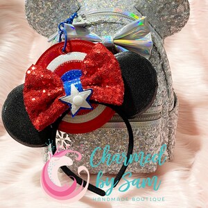 Captain America Shield Super Hero Inspired Mouse Minnie Mickey Ears ...