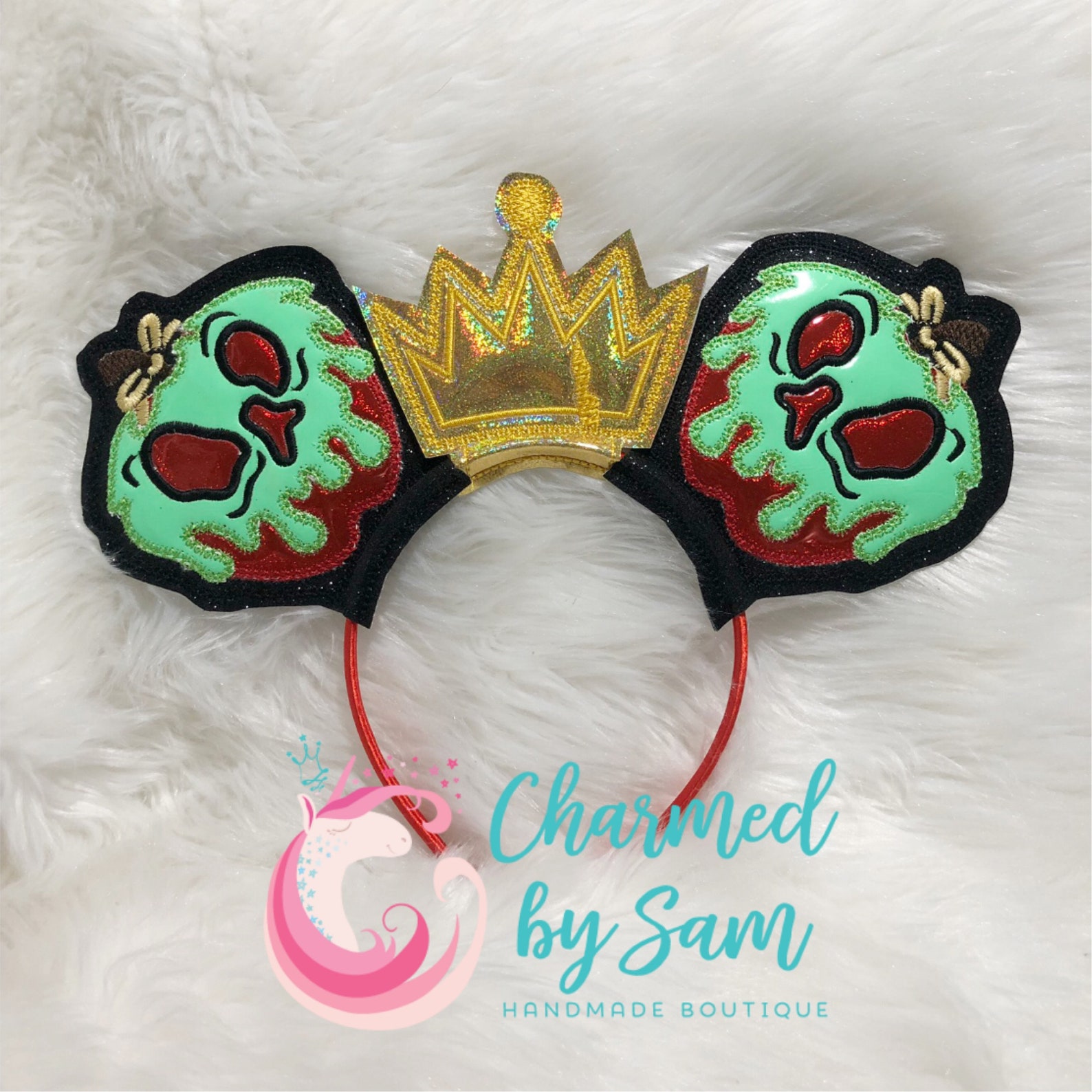 Glow In-the-dark Evil Queen Poison Apple Insp Minnie Mickey Ears ...