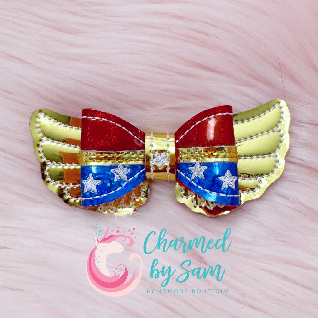 Glitter Wonder Woman Super Hero Batman Inspired Glitter Bow Clip ...