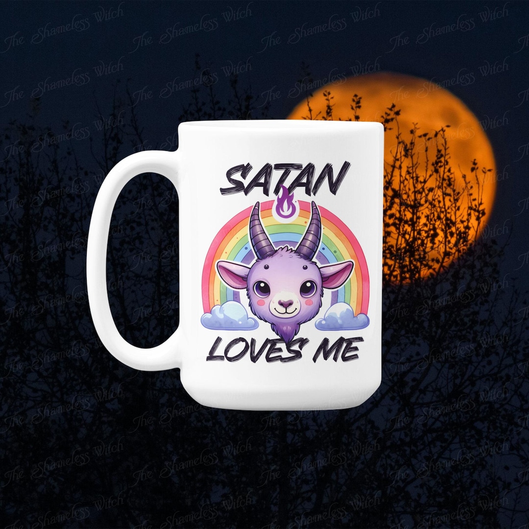 Super Cute Baphomet Goat Satan Loves Me Rainbow LGBTQ+ Fun Mug in 2 ...