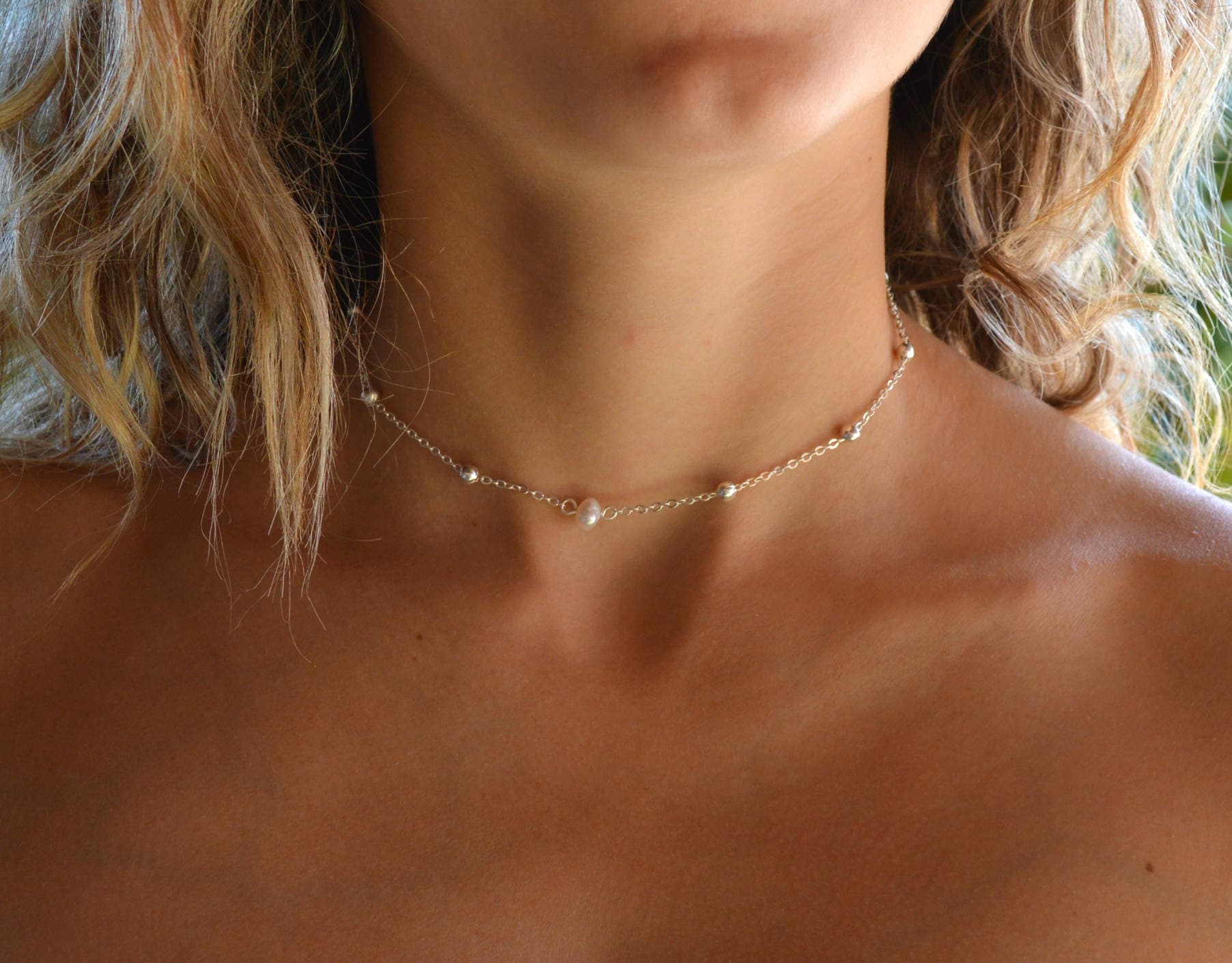 Pearl Necklace Pearl Choker Dainty Necklace Choker Etsy