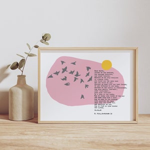 Starlings Pink Typewriter Poem Print, A6, A5, A4, A3, Original Poem ...