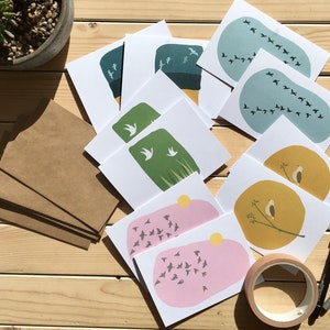 10 X Blank Bird Cards With Kraft Envelopes, A6 'take Flight' Blank ...