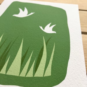 Two White Doves Print, Doves Diving Art Print, Green Bird Art, Dove Art ...