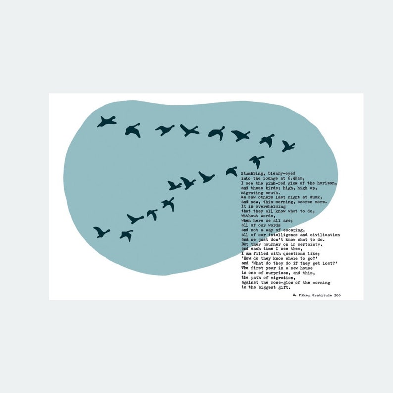 Flock of Geese Flying Poem Print, Typewriter Poem Print, Original Poem ...