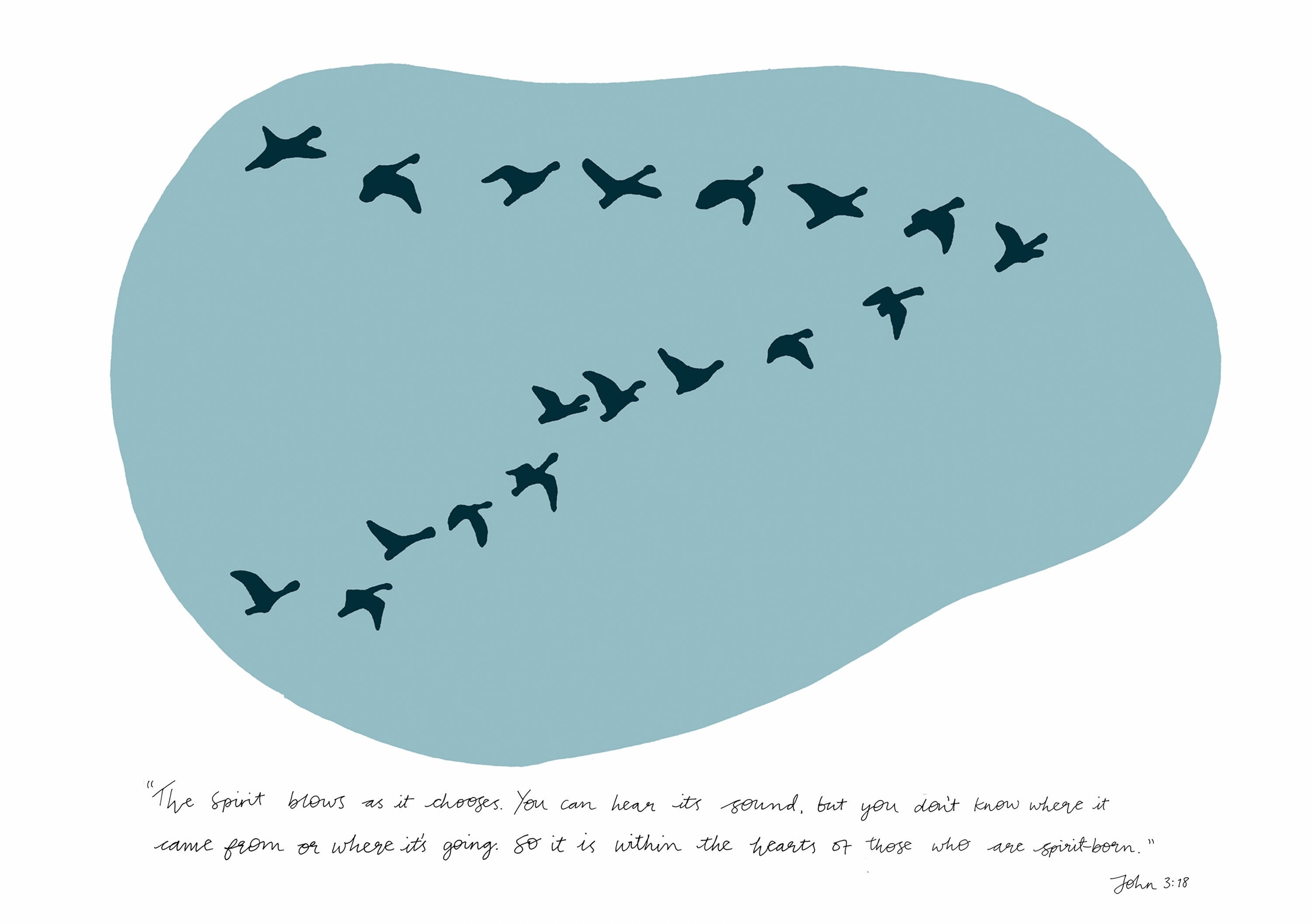 Flock of Geese Flying Bible Verse Print, John 3:8, the Spirit Blows ...