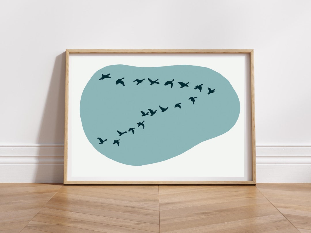 Flock of Geese Flying Print, Blue Geese Bird Print, Uplifting Print ...