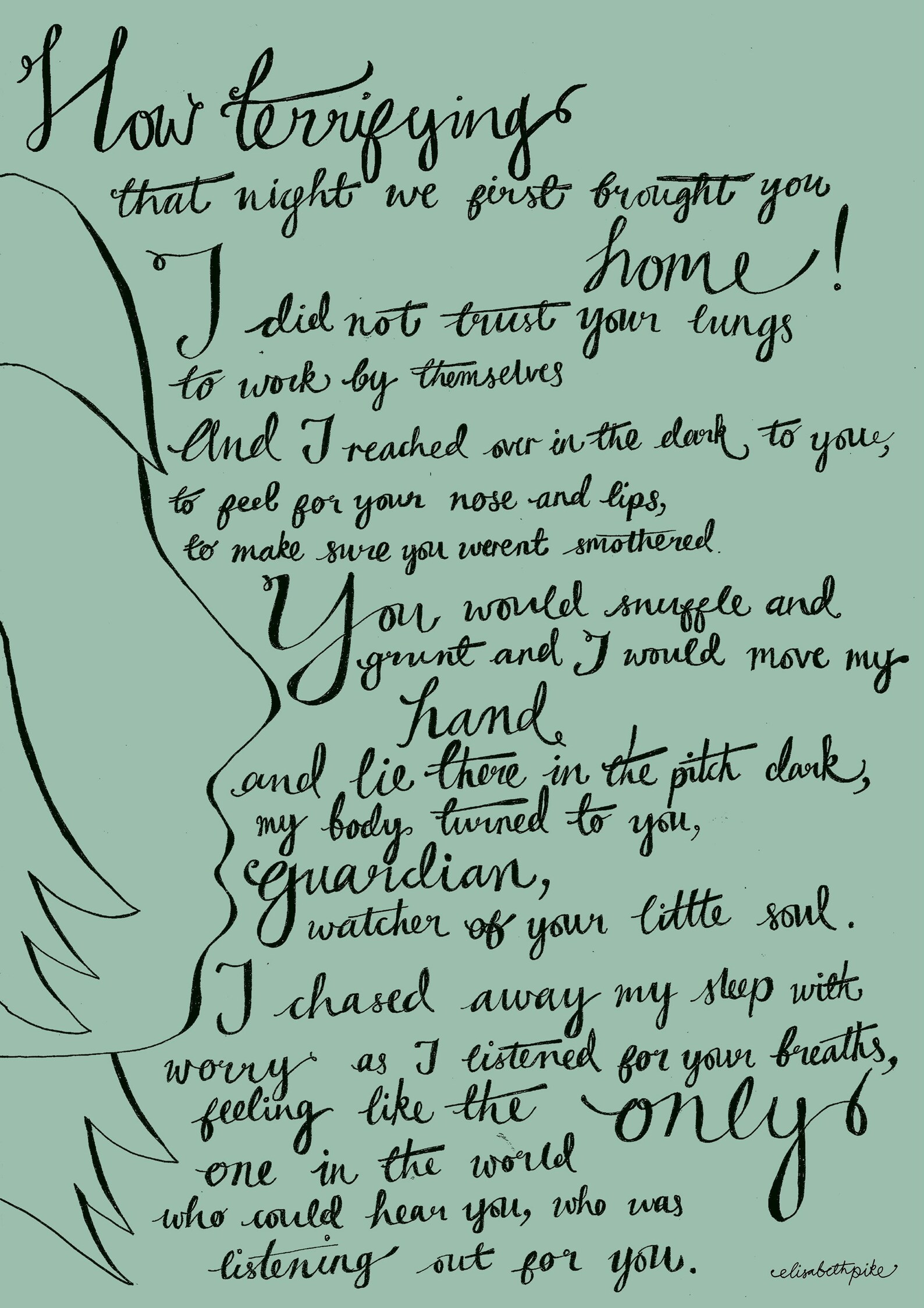 How Terrifying original poem by Elisabeth Pike motherhood | Etsy