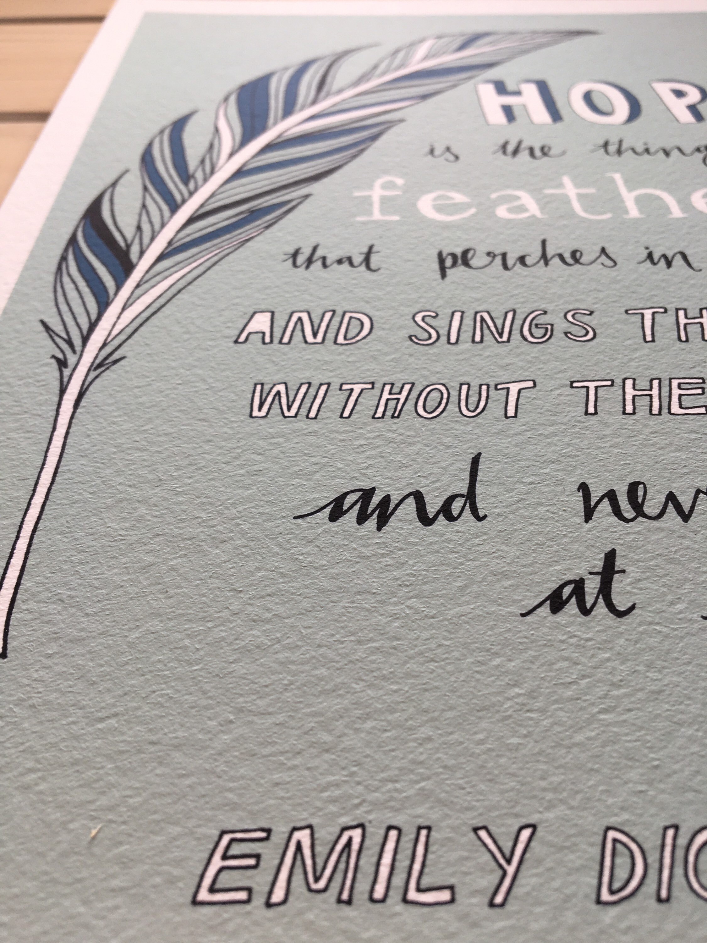 Hope Art Print Hope is the Thing With Feathers Emily - Etsy