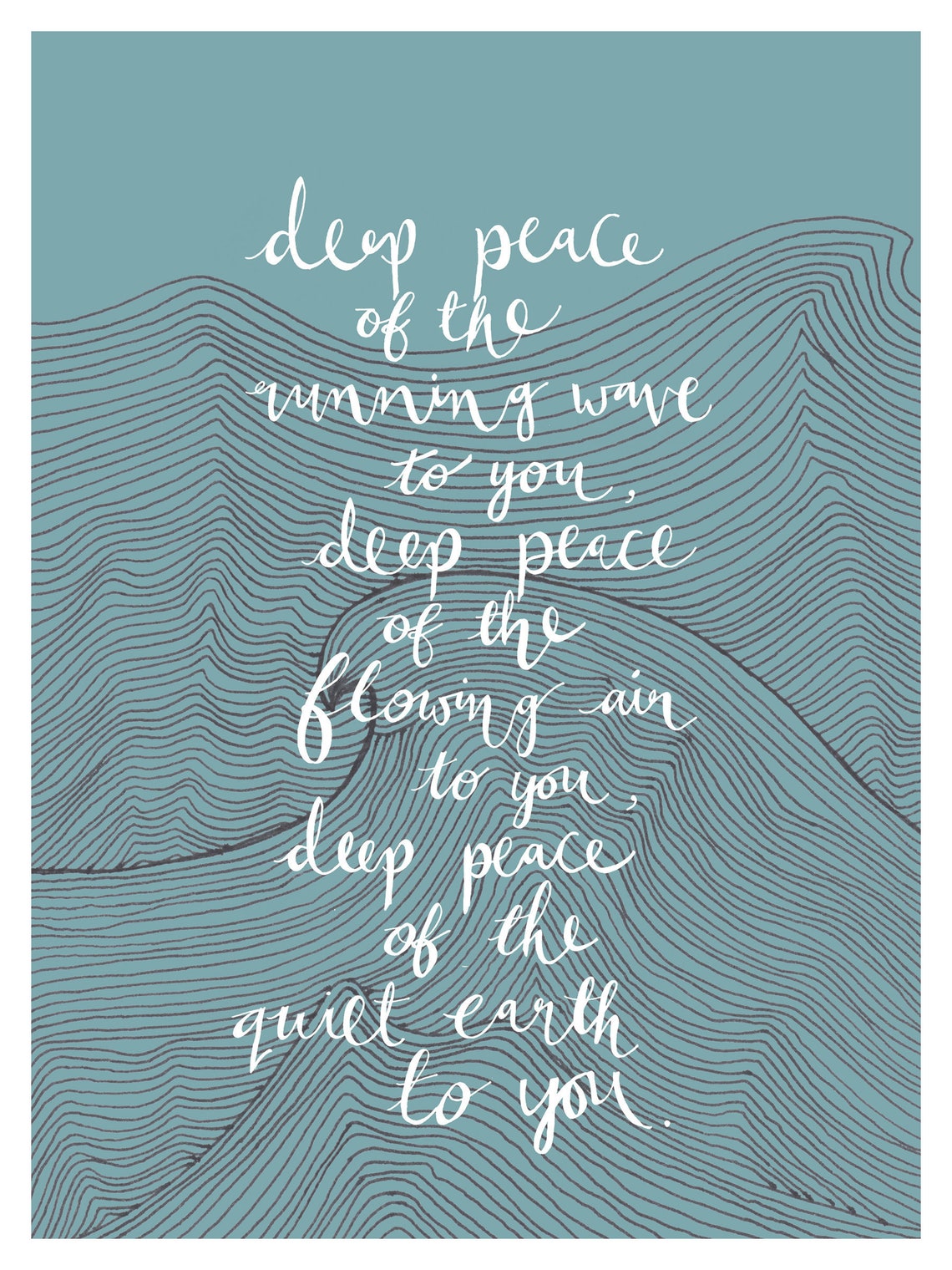 Deep Peace Print Running Wave Hand Lettered Poetry Celtic - Etsy UK