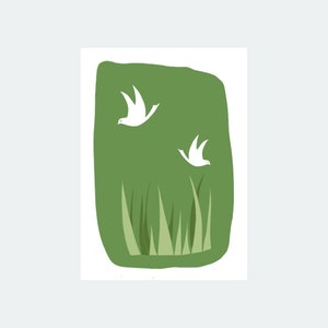 Two White Doves Print, Doves Diving Art Print, Green Bird Art, Dove Art ...