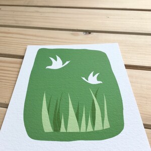 Two White Doves Print, Doves Diving Art Print, Green Bird Art, Dove Art ...